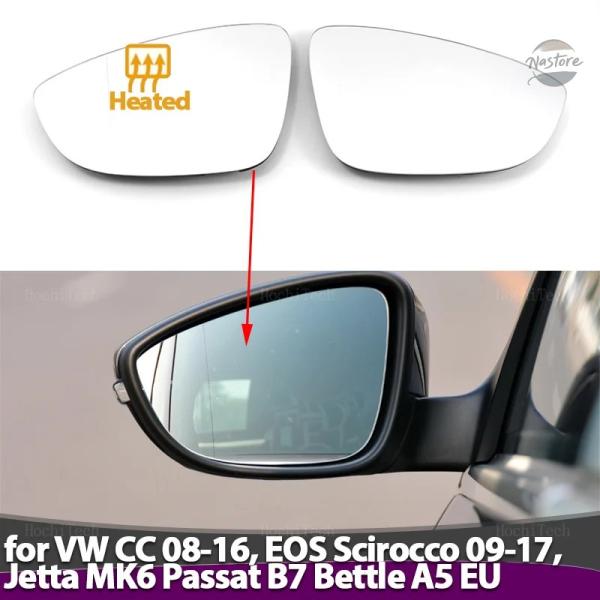 フォルクスワーゲン VW CC 08-16、EOS シロッコ、ジェッタ MK6 パサート B7 ベトル A5 EU 用 左右サイドヒーター付きウィングミラーガラスリアビュー