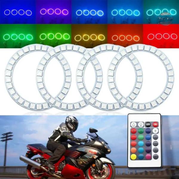 Kawasaki Ninja ZX14R ZZR1400 2006-2011用RGB LEDハローリングヘッドライトエンジェルアイDRL
