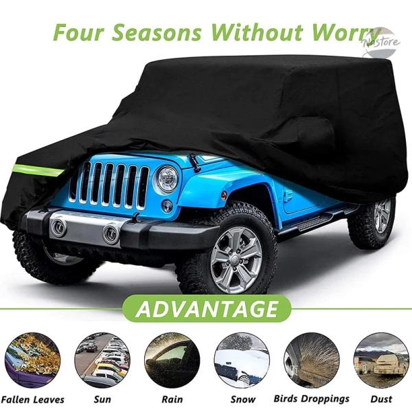 2色 2ドア 4ドア カーカバー サンシェード 防水 防塵 保護カバー ジープ ラングラー JK JL YJ 1987-2019用