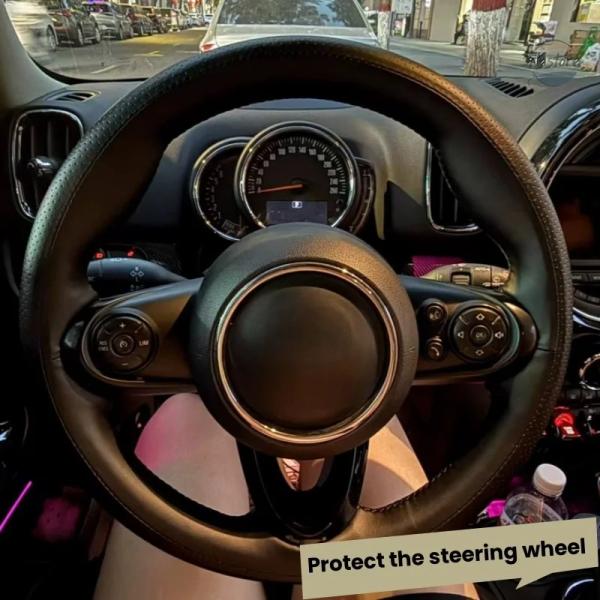 MINI JCW F56 クラブマン コンバーチブル カントリーマン 2014 2015-2020 用カスタムハンドソーイングマイクロファイバーレザーカーステアリングホイールカバー