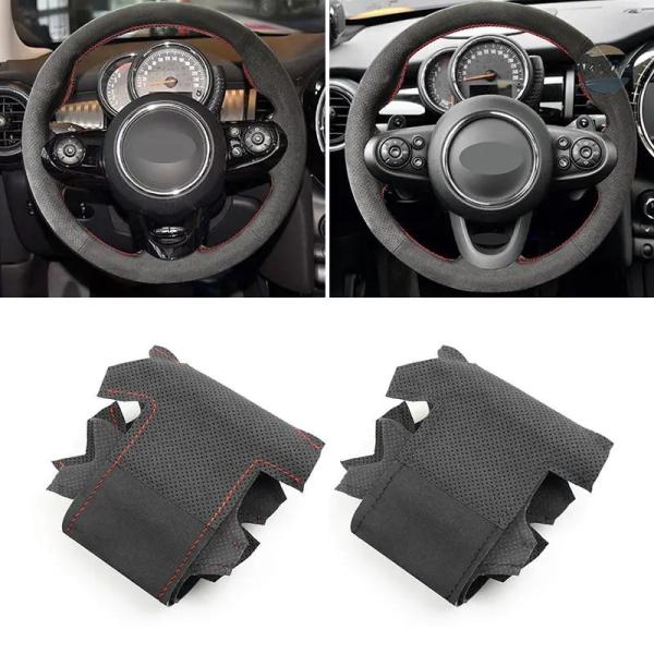 車のステアリングホイールスエードレザーカバートリム、ハイコンフィギュレーション2017 2018 Mini Cooper F54 F55 F57 F60 R50 R53 R56 R58 S JCW用