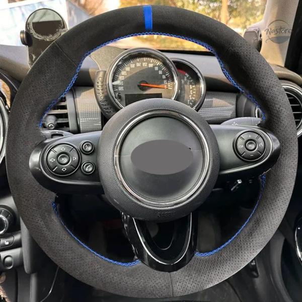 Mini Cooper R55 R56 R57 R58 R60 R61 F54 F55 F56 F57 F60 R50 R52 R53 LOWバージョン用 カーステアリングホイールカバー スエードレザートリム