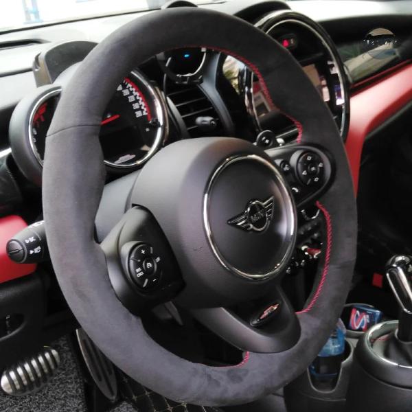 MINIクーパー用スエードインテリアハンドステッチステアリングホイールカバー