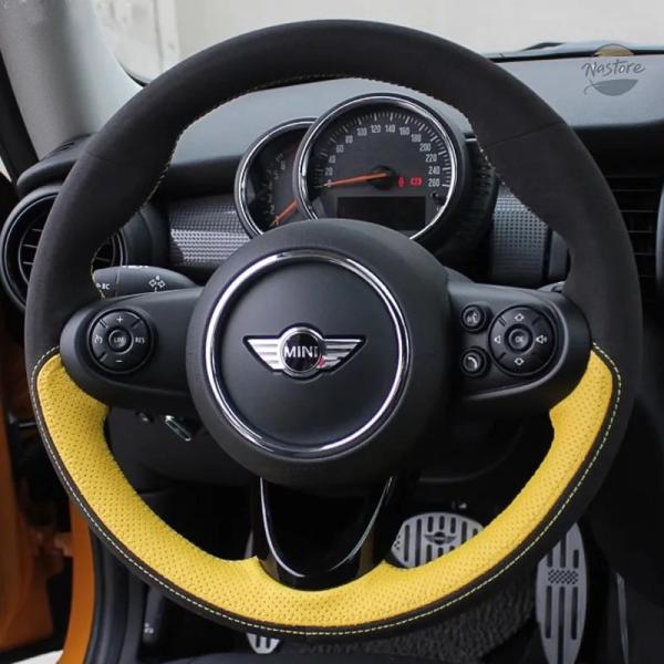 ミニ（ハッチバック/ミニ）JCWクラブマンJCWコンバーチブル用DIY手縫い滑り止め本革車ステアリングホイールカバー