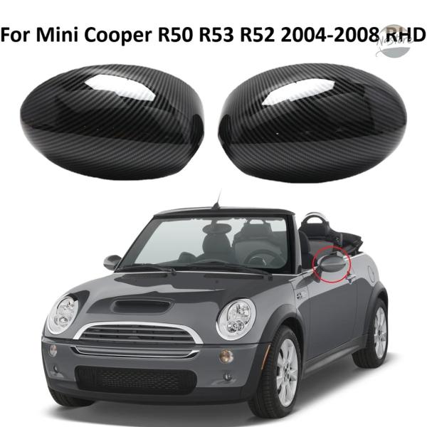 2PCS カーボンファイバー カーサイド リアビューミラーカバーキャップ Shello Mini Cooper R50 R53 R52 2004 2005 2006 2007 2008 RHD ドライブ用