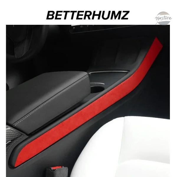 Tesla Model Y 3 2018-2022用 アルカンターラ製 センターコンソールパネル サイドトリムストリップ ステッカー 車内インテリアチューニングアクセサリー