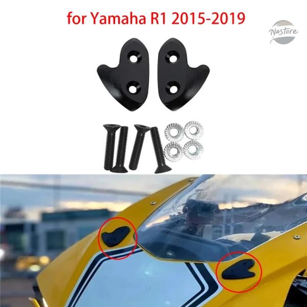 ミラーブロックオフベースプレート ヤマハ R1 2015-2019 ミラーホールカバープラグ 装飾キャップ ミラードリブンエリミネーター ブラック