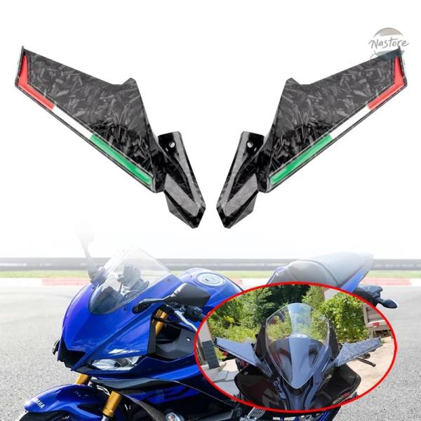 サイドミラー オートバイ用ウィングレット 調整可能 回転式 リアビュー ウィング ヤマハ YZF R25 R3 2019 2020 2021 2022 2023 2024に適合