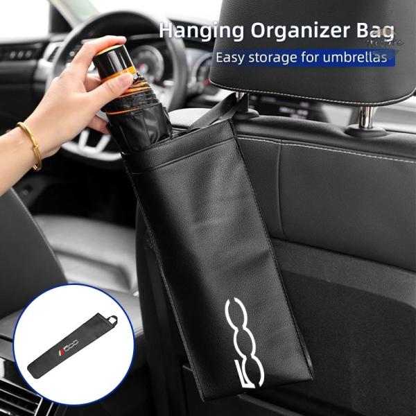 車用防水傘収納バッグ PUレザーカバー サンシェードオーガナイザーホルダー FIAT Grande Punto 500 Abarth Tipo Panda Ducat