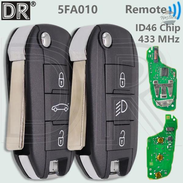 DR 5FA010 ID46 PCF7941 チップ 433MHz フリップカーリモートキー プジョー 208 2008 301 308 508 5008 シトロエン C2 C3 C4-カクタス C-エリゼ