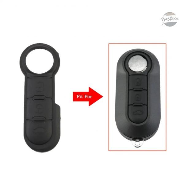 Hindley 3ボタンリモートカーキーシェルケース フィアット500パンダプントブラボーアバルト交換用プラスチックゴムパッド