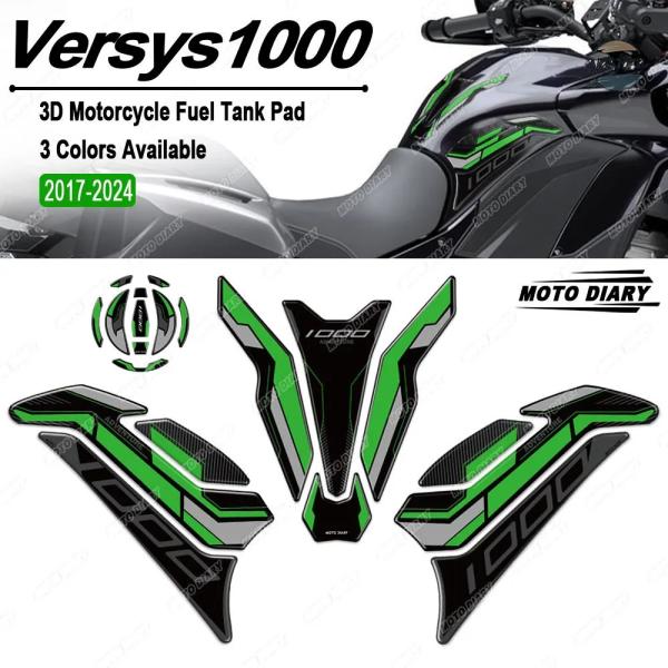 versys 1000 Versys1000 2017-2024 2023 2022 2021 3D燃料タンクパッドステッカーセット ガソリンオイル保護デカール 防水