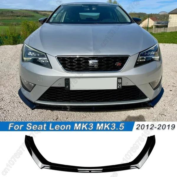 SEAT LEON 3 MK3 MK3.5 5F TDI TSI ST SC 2012 2019 フロント バンパー スポイラー ディフ??ューザーリップロアスプリッターガードボディキット グロスブラック