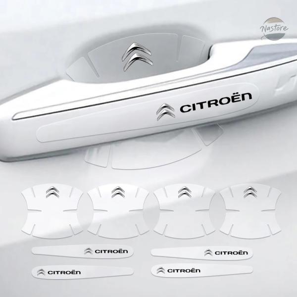 8枚クリア 車 ドアハンドル カップ プロテクター フィルム 傷防止 ステッカー シトロエン C1 C2 C3 グランド C4 ピカソ C4L VTS C ELYSEE