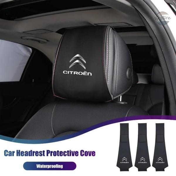 レザー製車用ヘッドレスト汚れ防止保護カバー シトロエン C4 C3 C5 C1 C2 C-Elysee Berlingo Picasso Jumpy Cactus Aircross Saxo用