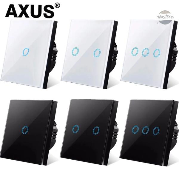 AXUS EU タッチスイッチ AC100-240V LEDバックライトパネル 強化クリスタルガラス壁 光感知スイッチ 1/2/3ギャング インターラプト