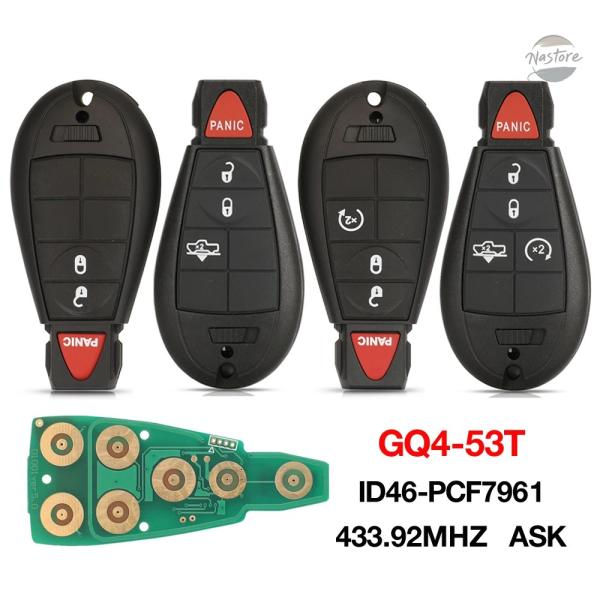 3/4/5 ボタン GQ4 53T 433.92MHZ ID46PC F7961 チップ ASK リモートカーキー DODGE RAM RAM 1500 2500 3500 2013 2019 GQ453T