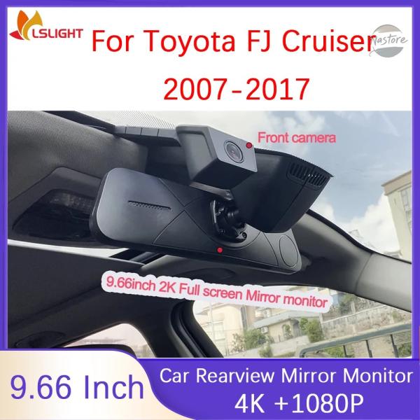 トヨタ FJ クルーザー 2007 2017 車 バックミラー モニター 9.66インチ ダッシュカム 4K +1080P IPS タッチスクリーン 2 カメラ 付き