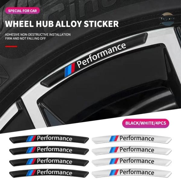 4個アルミ製車ホイールハブ スタイリング ステッカー デコレーションストリップ BMW M POWER PERFORMANCE F10 F31 E36 E39 E87 E90 X3 X5