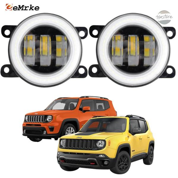 2個 LED フォグランプ アセンブリ レンズ 付き エンジェルアイ カー DRL JEEP RENEGADE BU BV 2019 22 RENEGADE 4X4 TRAILHAWK