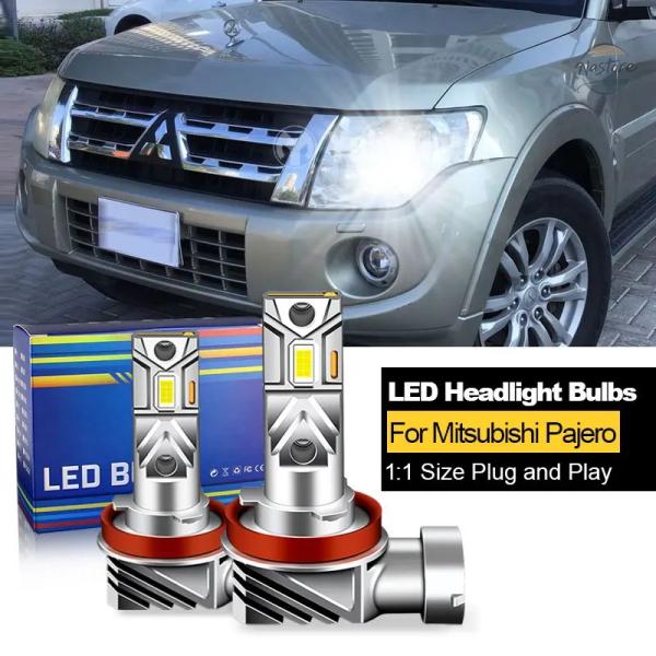 2個 CANBUS 三菱 パジェロ 2008 14 LED ヘッドライト H9 H8 H11 ハイロービーム 12V バルブ 20000LM