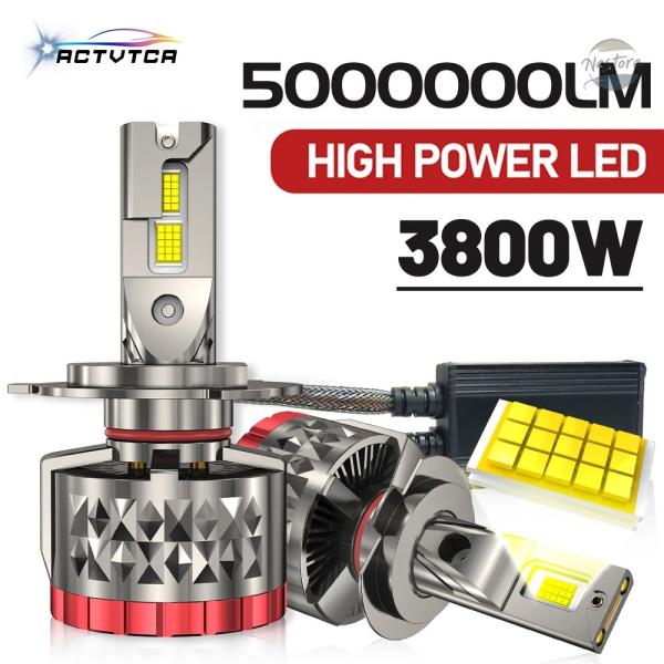 ACTVTCA 3800W 5000000LM H7 H4 H11 LED ヘッドライト ハイパワー CANBUS 9005 HB3 9006 HB4 9012 HIR2 ターボランプ 6000K 車 ライト 12V 24V