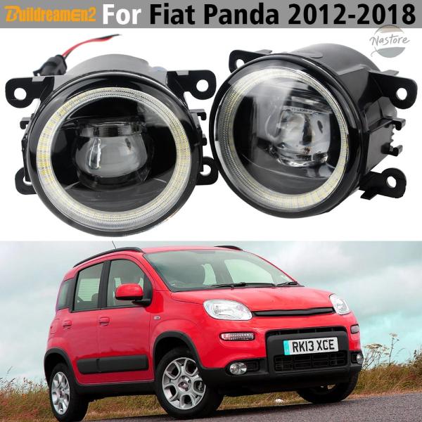 フィアット パンダ 319 パンダ 4X4 トレッキング 2012 2018 2ピース 車 LED レンズ フォグライト アセンブリ エンジェルアイ デイタイム ランニング ランプ DRL
