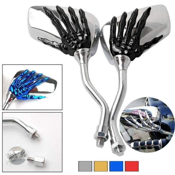 2PCS UNIVERSAL バイク REARVIEW MIRROR SKELETON SKULL HAND CLAW HANDLEBAR MIRROR BIKE REAR VIEW MIRROR MOTOCROSS ACCESSORIES