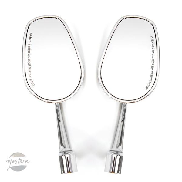 EVOMOSA バイク クロームE 8MM 10MM REARVIEW MIRROR UNIVERSAL OVAL MIRROR MULTI ANGLE ADJUSTMENT EMARK MIRROR