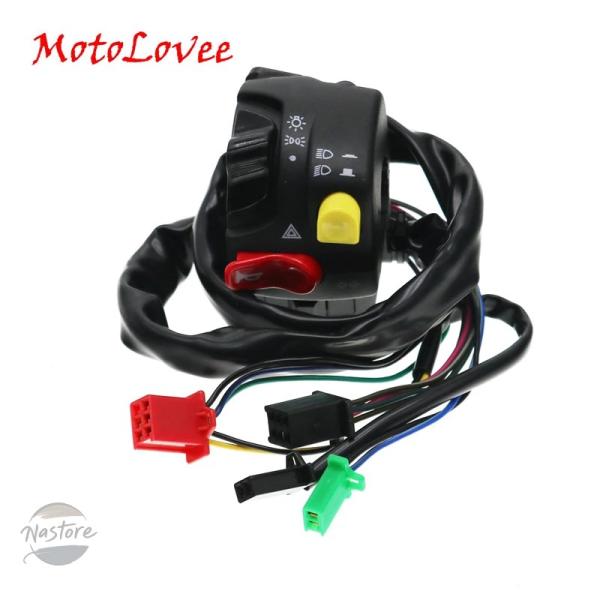 MOTOLOVEE 7/8インチ バイク HANDLEBAR SWITCH ASSEMBLY HORN HIGH/LOW BEAM HEADLIGHT FOG LIGHT WARNING LIGHT PUSH BUTTON SWITCHES