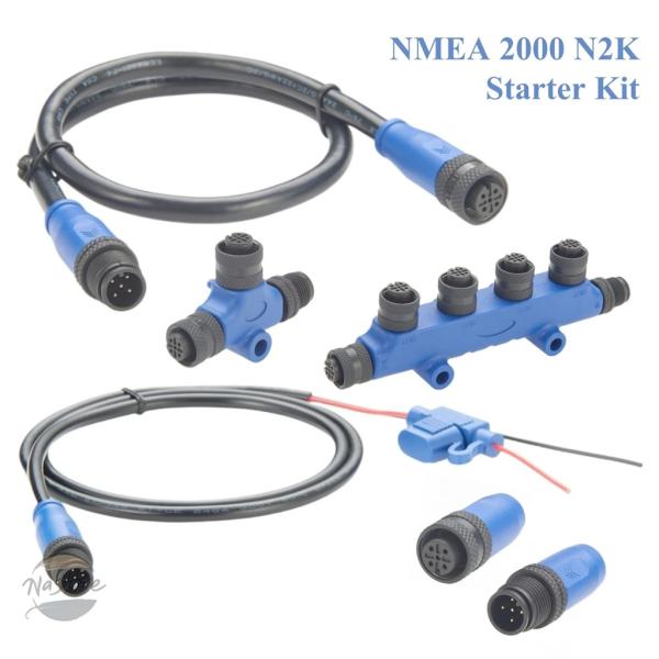 NMEA 2000 STARTER KIT MARINE GRADE BACKBONE DROP CABLE T CONNECTOR 4 PORT TEE TERMINATORS POWER CABLE FOR GARMIN LOWRANC...