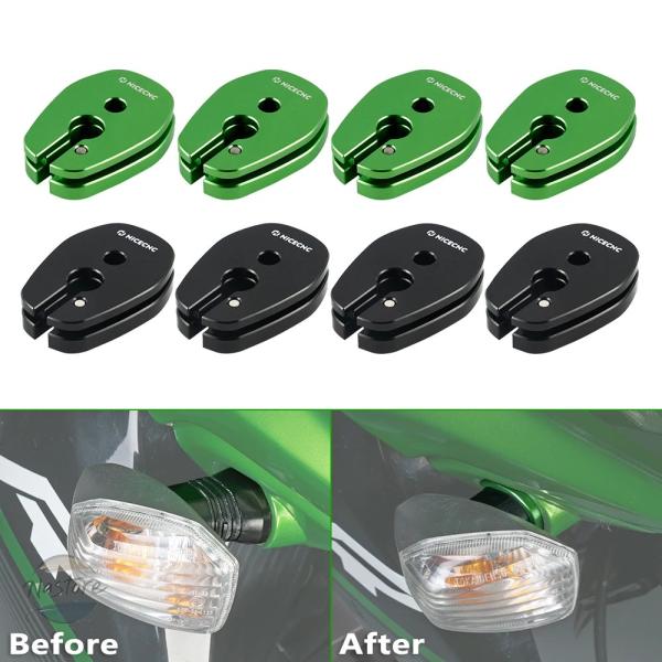 4X バイク BLINKER STALK ELIMINATION KIT ADAPTER PLATE TURN SIGNAL SPACERS ADAPTERS カワサキ KLR650 2008 2018