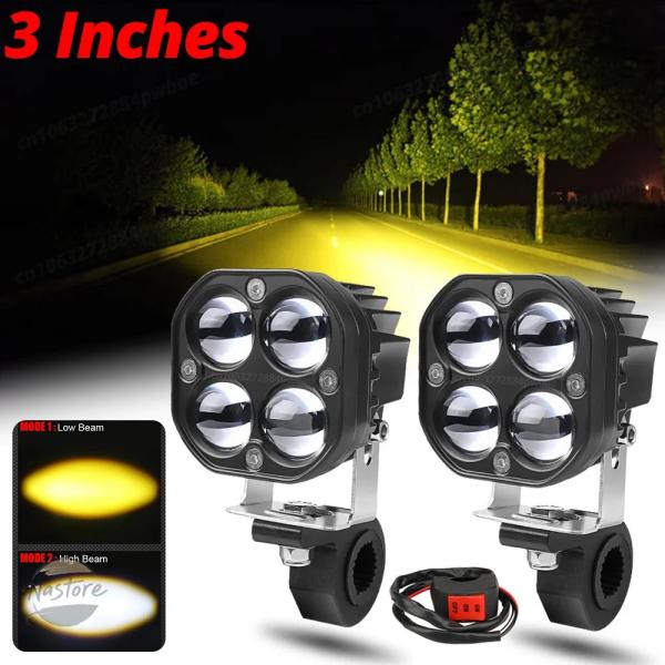3 INCH DUAL COLOR LED SPOTLIGHTS SIGNALS 200W FOG LAMP HEADLIGHT ACCESSORY カワサキ バイク TRUCK SUV 50000LM 12V 24V