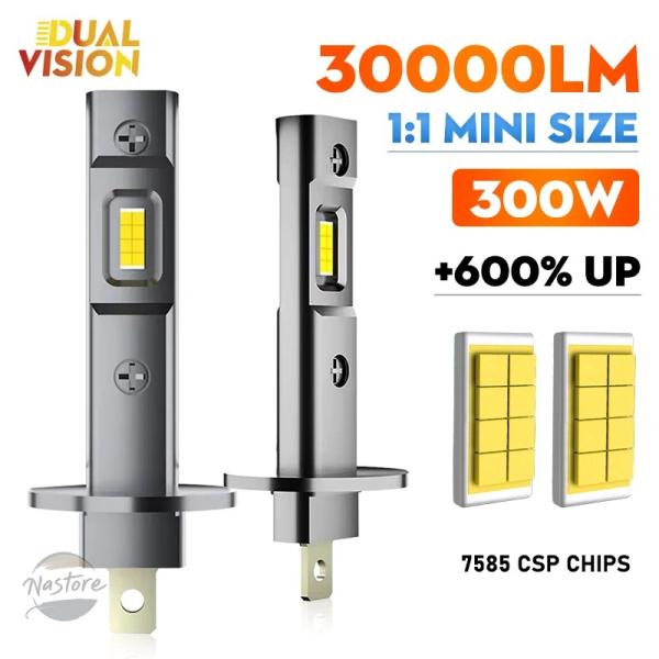 DUALVISION H1 LED HEADLIGHT MINI CANBUS 300W 30000LM SUPER BRIGHT 7585 CSP CHIPS FANLESS LIGHT AUTO DIODE FOG LAMPS PLUG...