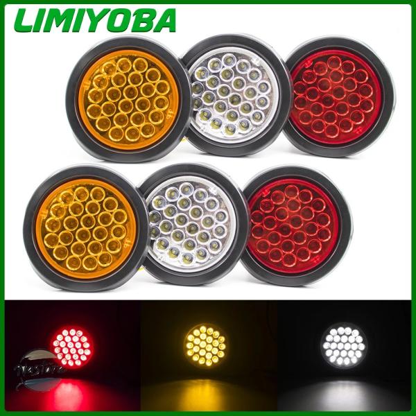 1 SET 12V 24V ROUND LED REAR TAIL LIGHT BRAKE STOP SIDE MARKER WARNING INDICATOR REFLECTOR TRUCK TRAILER RED YELLOW WHIT...