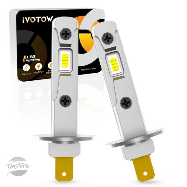 IVOTOW 2PCS ERROR FREE H1 LED BULB 1 1 MINI SIZE NO ADAPTER REQUIRED FOR CAR LED HEAD LIGHT 6500K WHITE 16PC S CSP 7035 ...