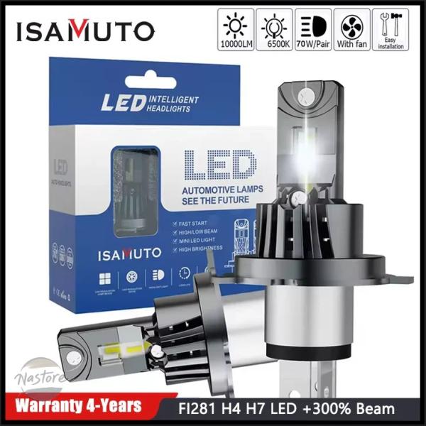2PCS SUPER BRIGHT H4 H7 LED BULB CAR HEADLIGHT 12V 56W 6500K WHITE HEADLIGHT BULB ISAMUTO FI281 1 1 ORIGINAL BULB