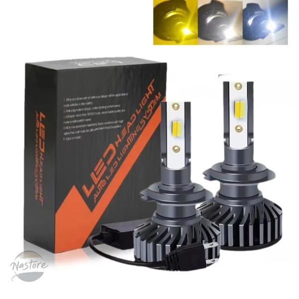 H4 LED H7 3 COLOR CHANGING CAR HEADLIGHTS FOG LIGHTS 3000K 4500K 6500K FLASH 80W AUTO LIGHTS 2PC S H1 H3 H11 9005 H13
