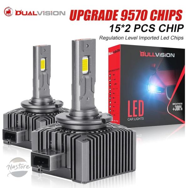 DUALVISION D1S D3S LED HEADLIGHTS HID D2S D4S D5S D8 TURBO LED 30000LM 35W TWO SIDED CSP CHIP 6500K PLUG PLAY CAR LAMP X...