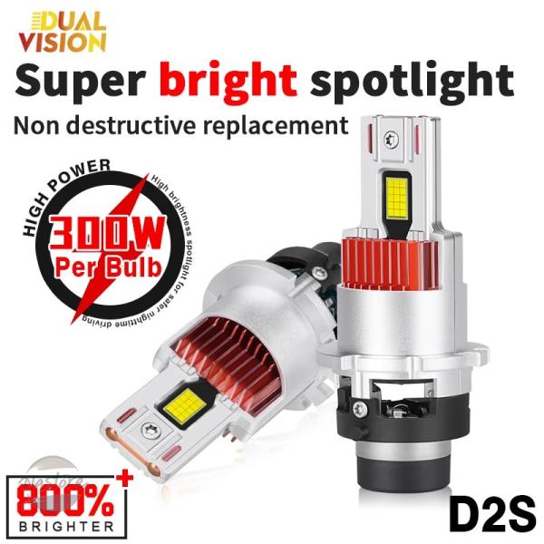 300W D4S D2S LED HEADLIGHT CANBUS D4R D2R HID D SERIES XENON LAMPS SUPER BRIGHT TWO SIDES CHIPS 6000K TUBRO FAN AUTO LIG...