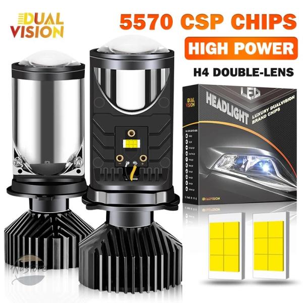 H4 LED PROJECTOR MINI LENS AUTO H4 LED HEADLIGHT BULBS CANBUS 6000K KIT CONVERSION HIGH LOW BEAM TURBO FAN CAR LIGHT LAM...