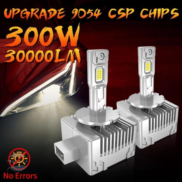 DZTR D3S LED HEADLIGHTS D1S D2S D4S 300W 30000LM SUPER BRIGHT CAR HEADLIGHT BULBS 6000K WHITE PLUG AND PLAY AUTO HEADLAMP