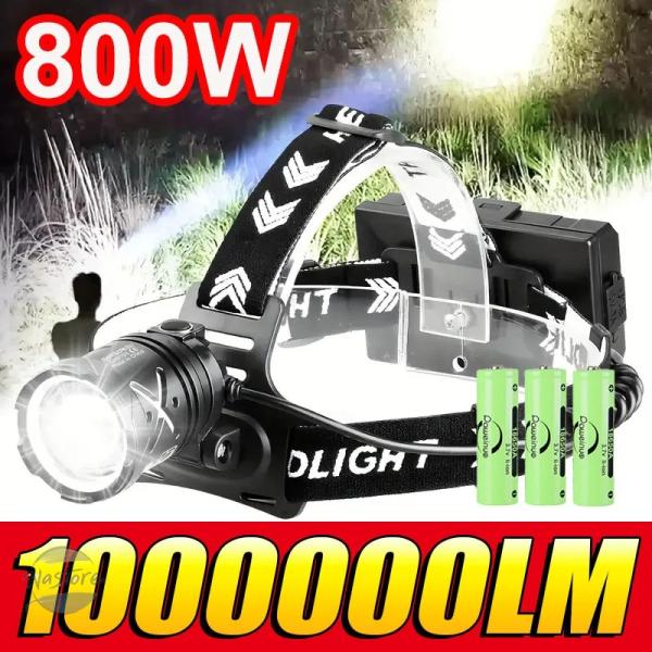 フロント ヘッド 1000000lm 800w/300w ledライト 強力ランプ ライト type-c充電式 プロフェッショナルランタン 部品 カスタムパーツ アクセサリー