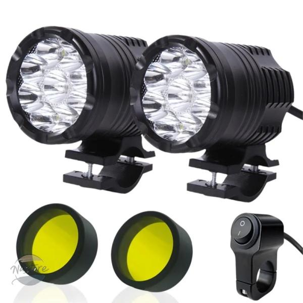 ADDITIONAL LED バイク LIGHTS FRONT HEADLIGHT SPOTLIGHTS LONG RANGE ROUND 12 80V 9 CHIPS HIGH/LOW/STROBE AUXILIARY FOG LIGHTS