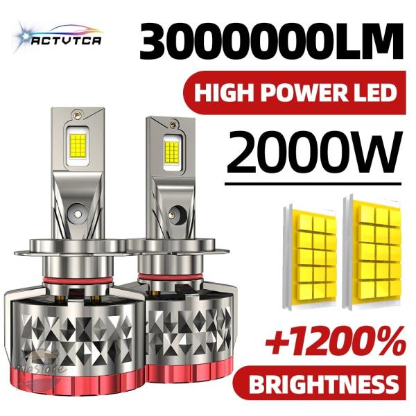 ACTVTCA 2000W H7 H4 H11 LED CANBUS LAMP 9005 HB3 9006 HB4 H8 H9 9012 HIR2 CAR LED HEADLIGHT BULB 3000000LM 12V 24V AUTO ...