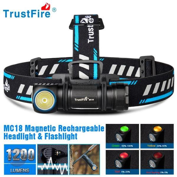 ヘッド trustfire mc18 ランプ led xp-lhi 18650 マグネット式 2a usb充電式 1200ルーメン 部品 カスタムパーツ アクセサリー