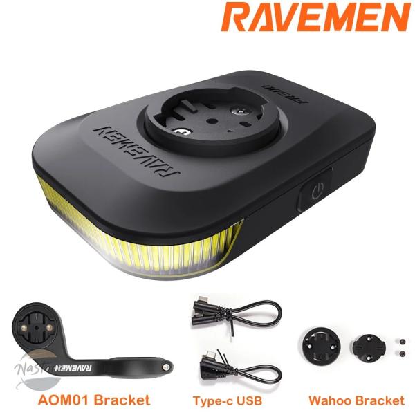 RAVEMEN FR300 FR160 BIKE DAYTIME HEADLIGHT AOM01 MOUNT COMPATIBLE WITH GARMIN WAHOO GPS BIKE SAFETY SIDE VISIBILITY FRON...