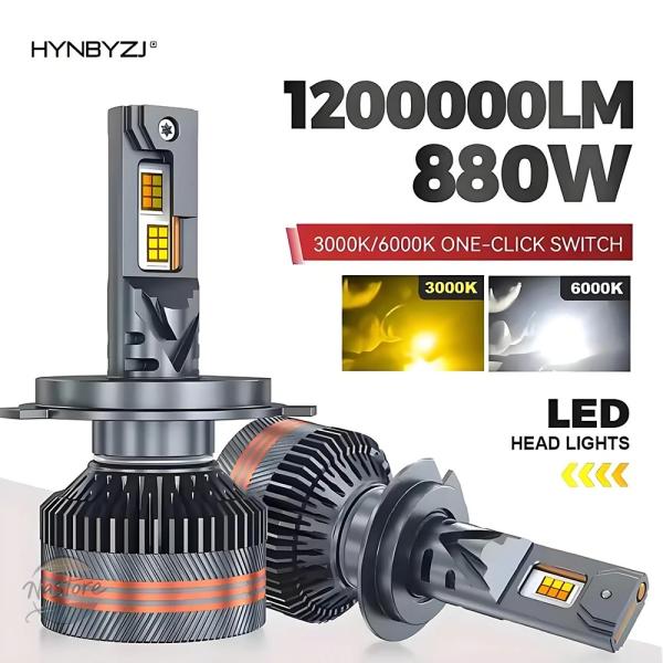 HYNBYZJ H4 LED BULBS H11 9005 HB3 9006 HB4 9012 H7 LED HEADLIGHT 6000K 3000K TWO COLOR TEMPERATURE SWITCHING FRONT LIGHT...