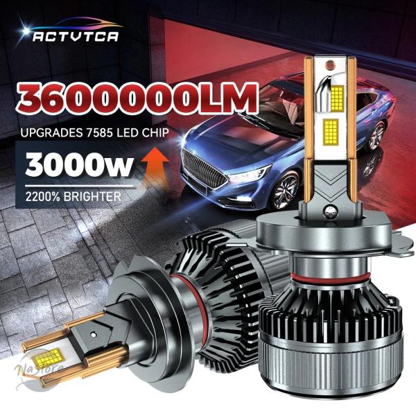 ACTVTCA 6000K H7 LED HEADLIGHT BULBS 3600000LM H1 H4 H11 9005 9006 SUPER BRIGHT 6 COPPER TUBE LED HEADLIGHT BULB 12V 24V