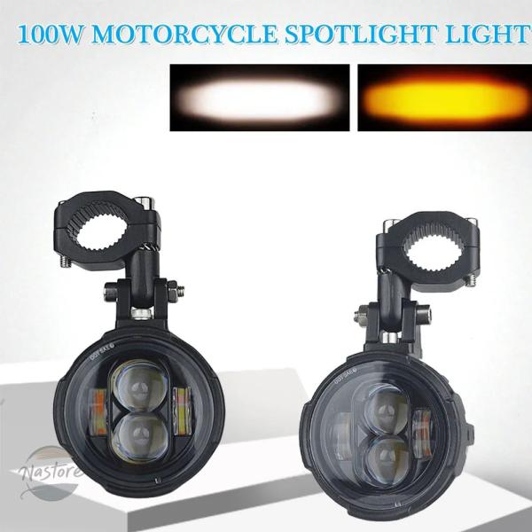 バイク FOG LIGHTS LED AUXILIARY DRIVING LAMP MOTO HEADLIGHT SPOTLIGHTS 100W WIRED SWITCH DUAL COLOR バイク LED LIGHTS